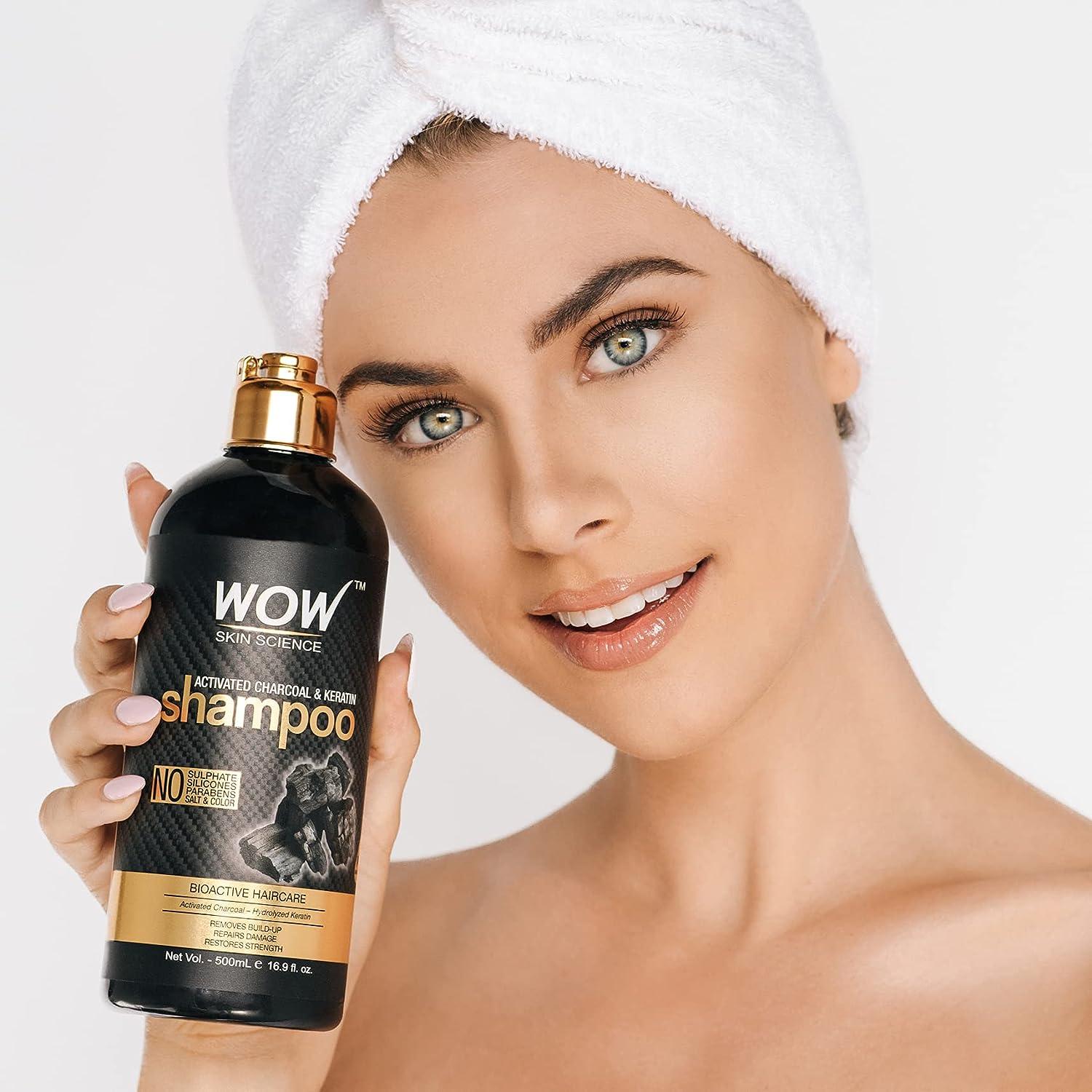 WOW Skin Science Activated Charcoal & Keratin Shampoo - Full Scalp ...