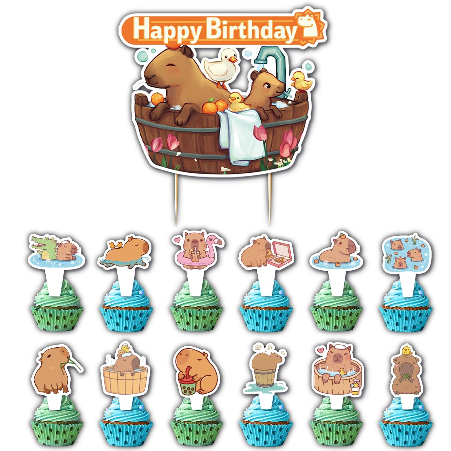 Gallasy 13pcs Capybara Birthday Cupcake Topper Capybara Cake Topper for ...