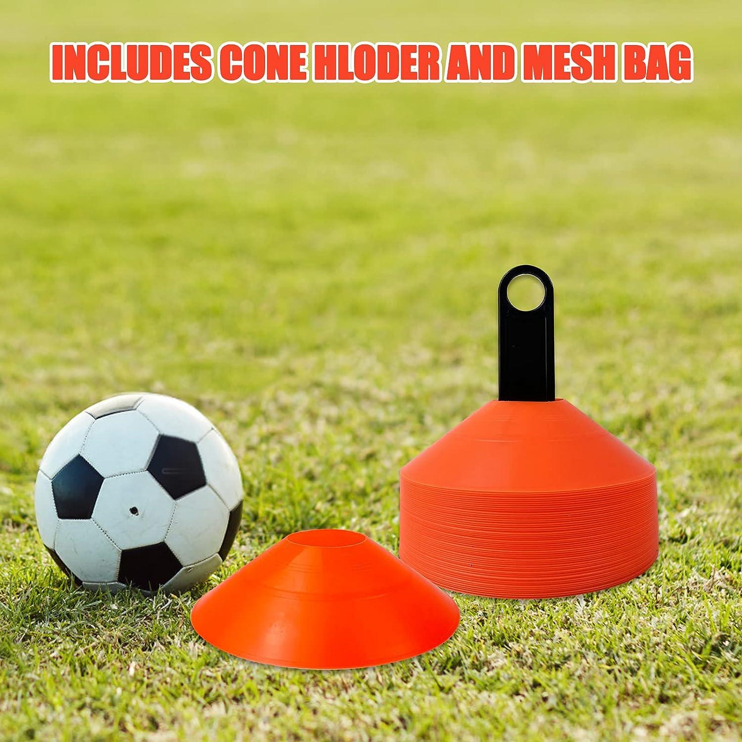 Wensdr Set of 50 Soccer Agility Training Cones with Carry Bag and Holder,Football Running ...