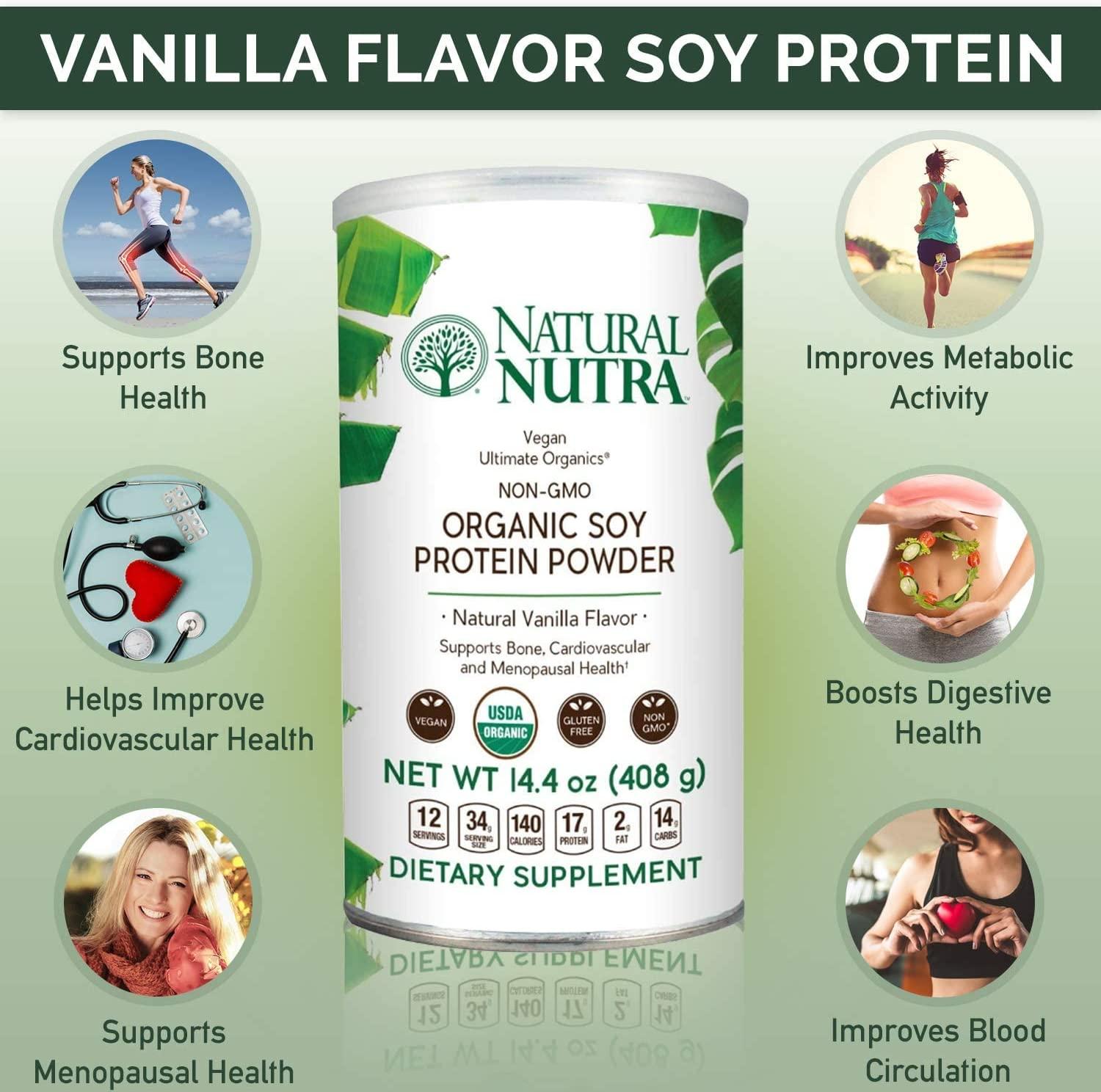 Natural Nutra Organic Vegan Plant-Based Soy Protein Powder - Bone ...