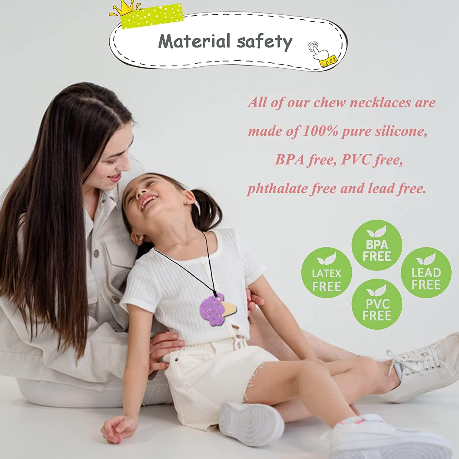 Sensory Chew Necklaces for Girls - 3 Pack Silicone Oral Chew Toys for ...