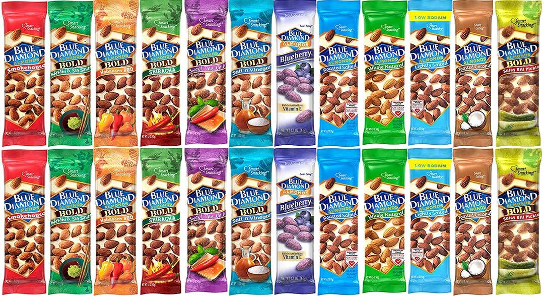 Blue Diamond Almonds Variety Pack - 12 Flavors - 24x1.5oz Bags | Buy ...