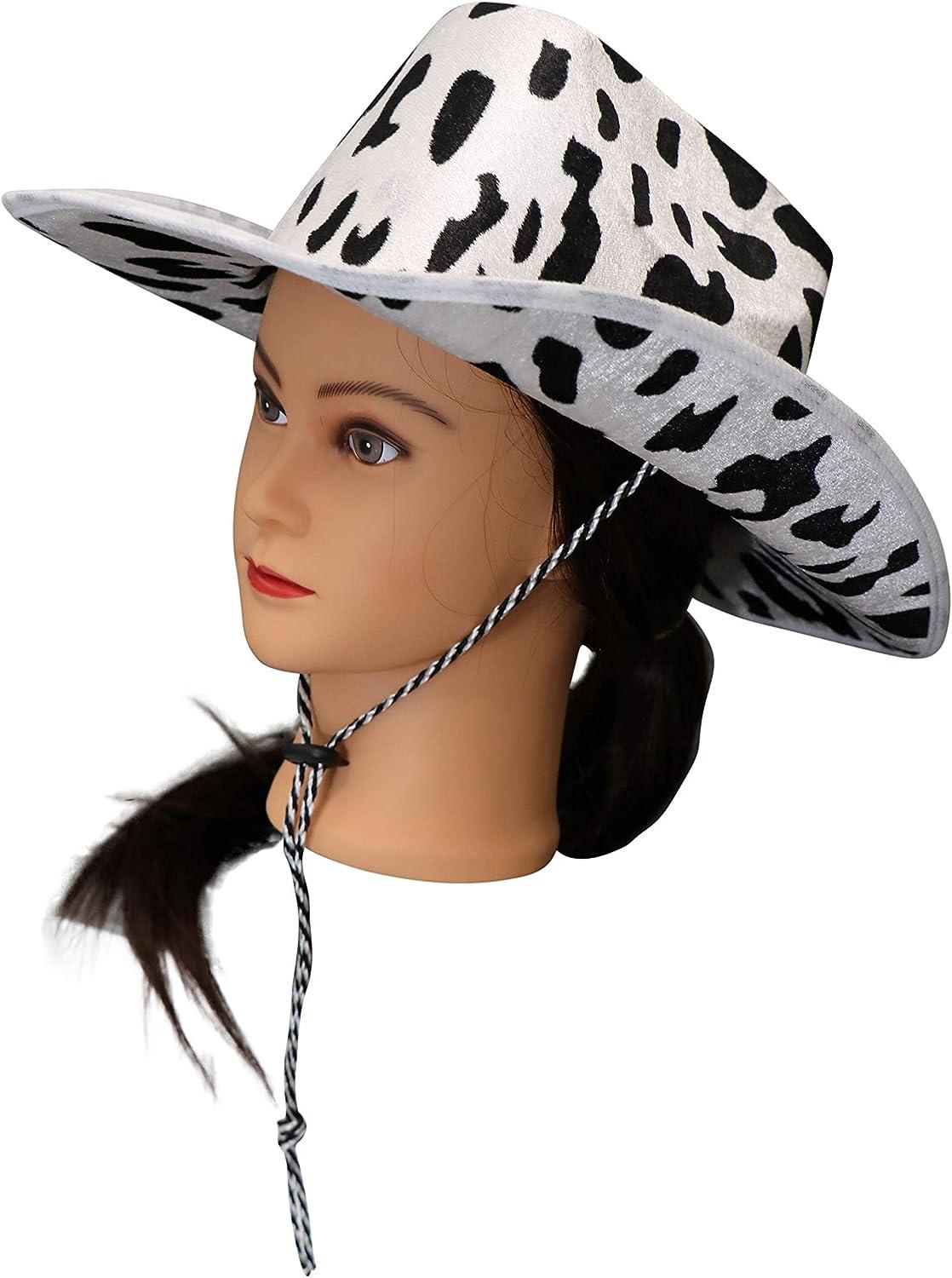 PrideAhead Cow Print Cowboy Hat - Unisex Black & White Western Hat ...