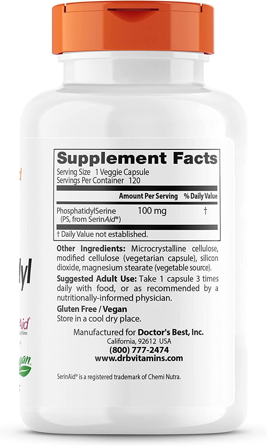 Doctor's Best Phosphatidylserine with SerinAid 100mg - 60 Softgels ...