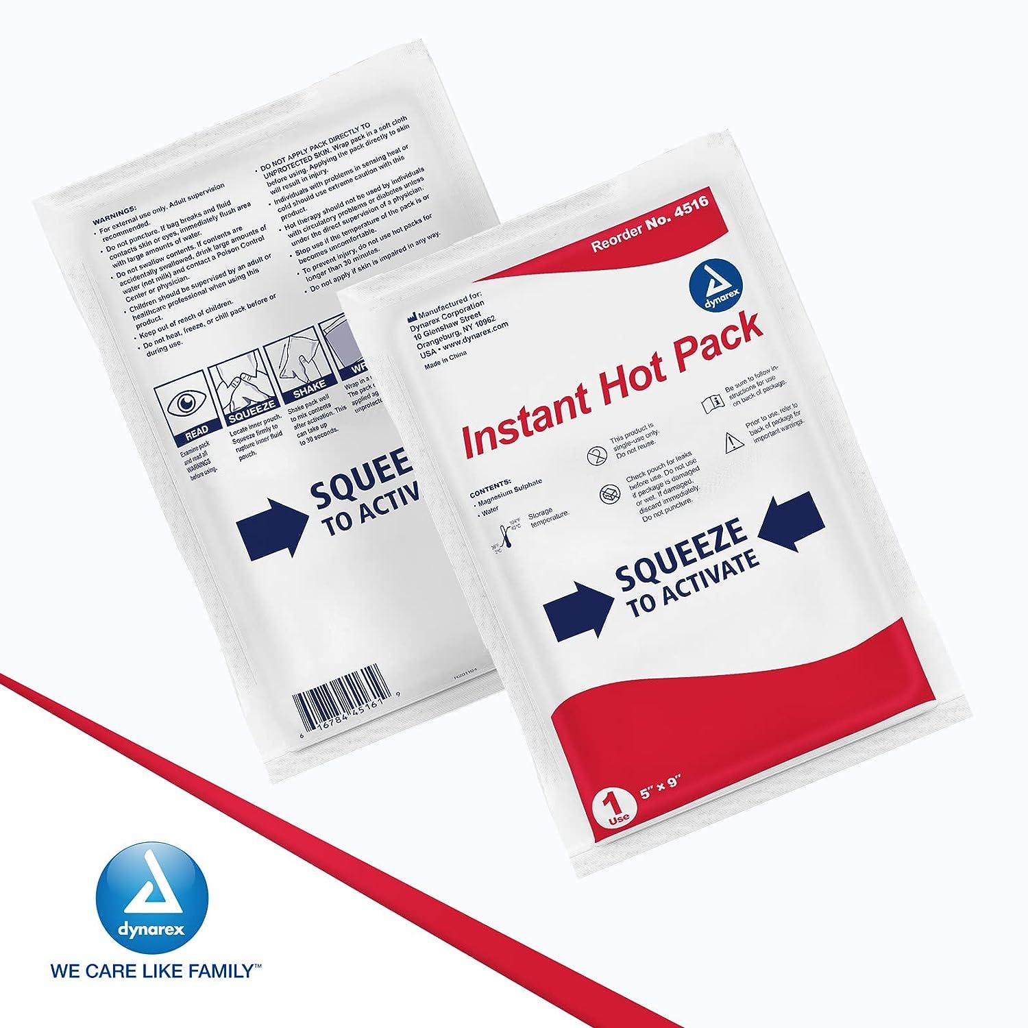 Dynarex Instant Hot Packs - Single-Use Heat Therapy for Muscle Relief ...