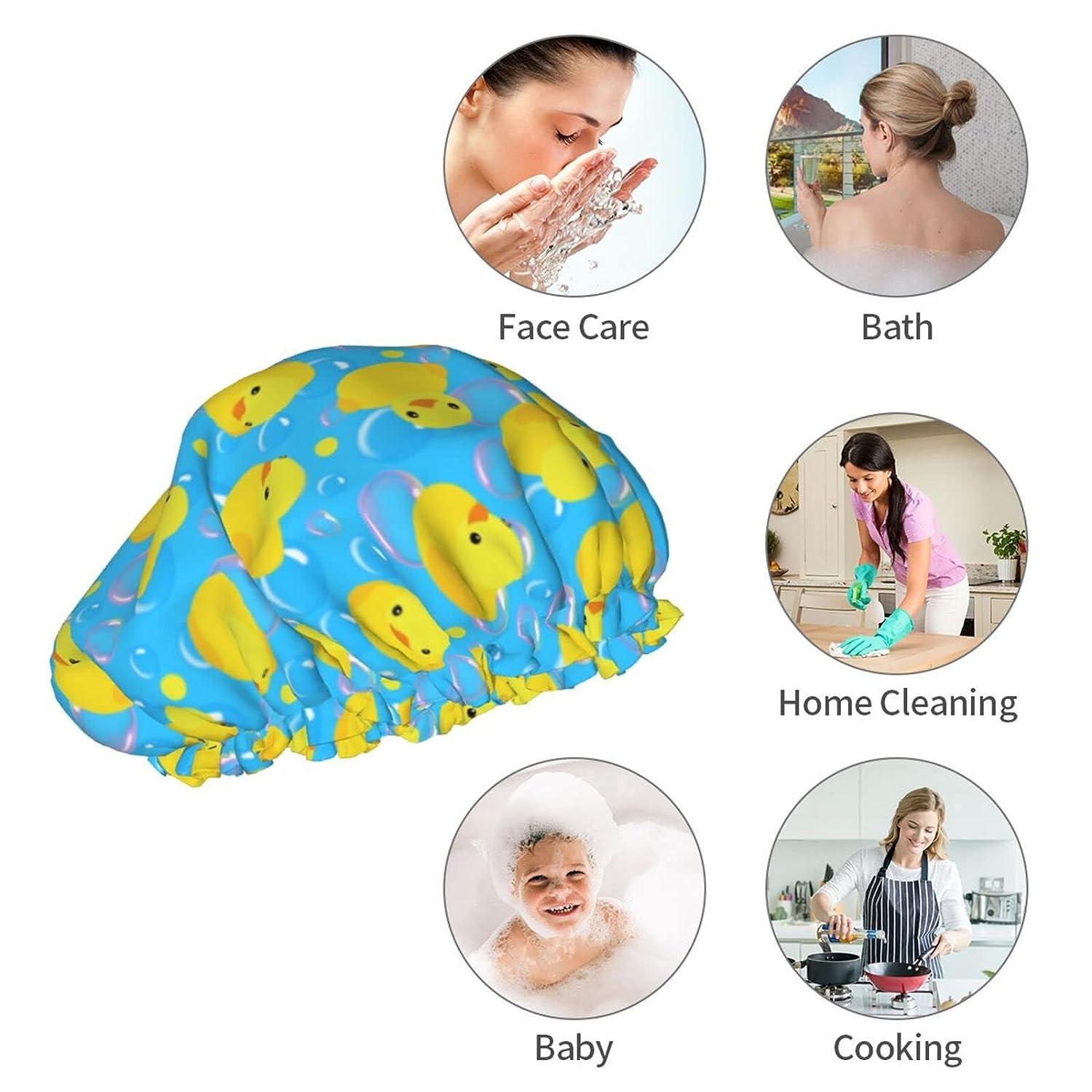 Yellow Rubber Ducks Shower Cap for Women - Adjustable Double Waterproof ...