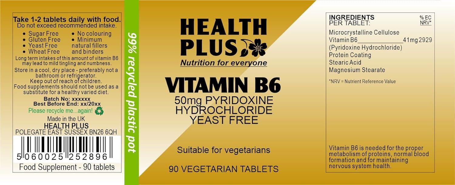 Health Plus Vitamin B6 : Vitamin B6 supplement : 90 tablets | Buy Now ...