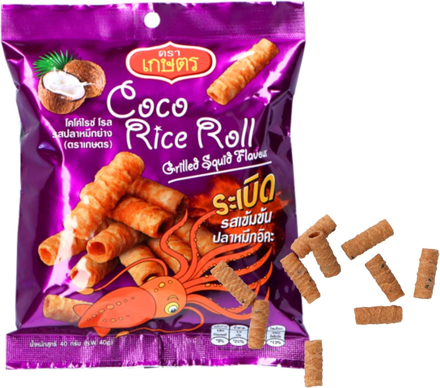 Kaset Coco Rice Roll Grilled Squid Flavour 40g