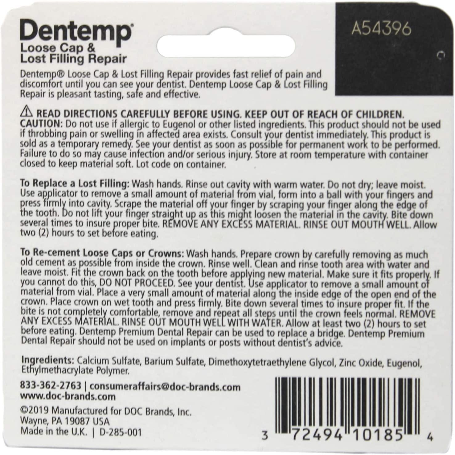 DENTEMP Maximum Strength Dental Repair 2.2g - Pack of 3 | Dental Care ...