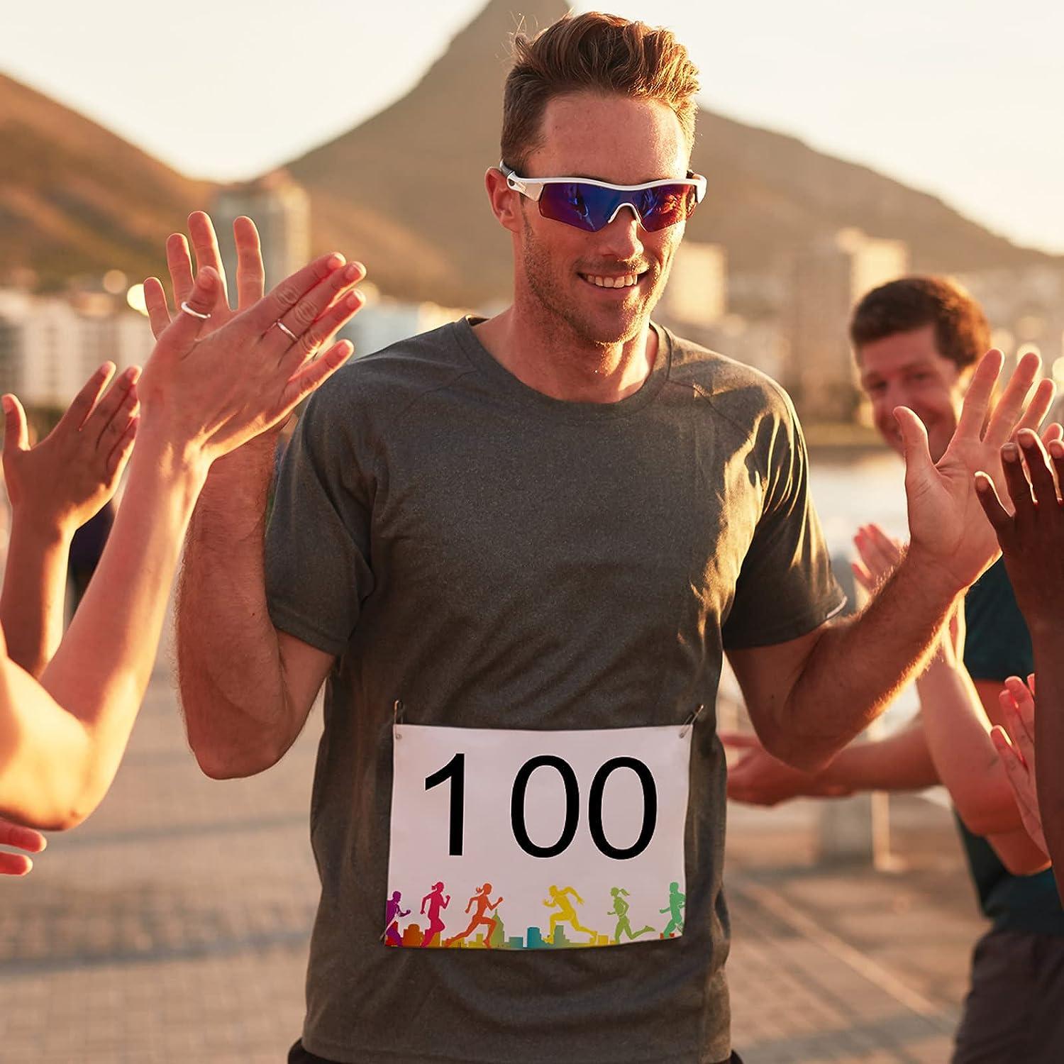 Running Bib Competitor Numbers with Safety Pins for Marathon Sports ...