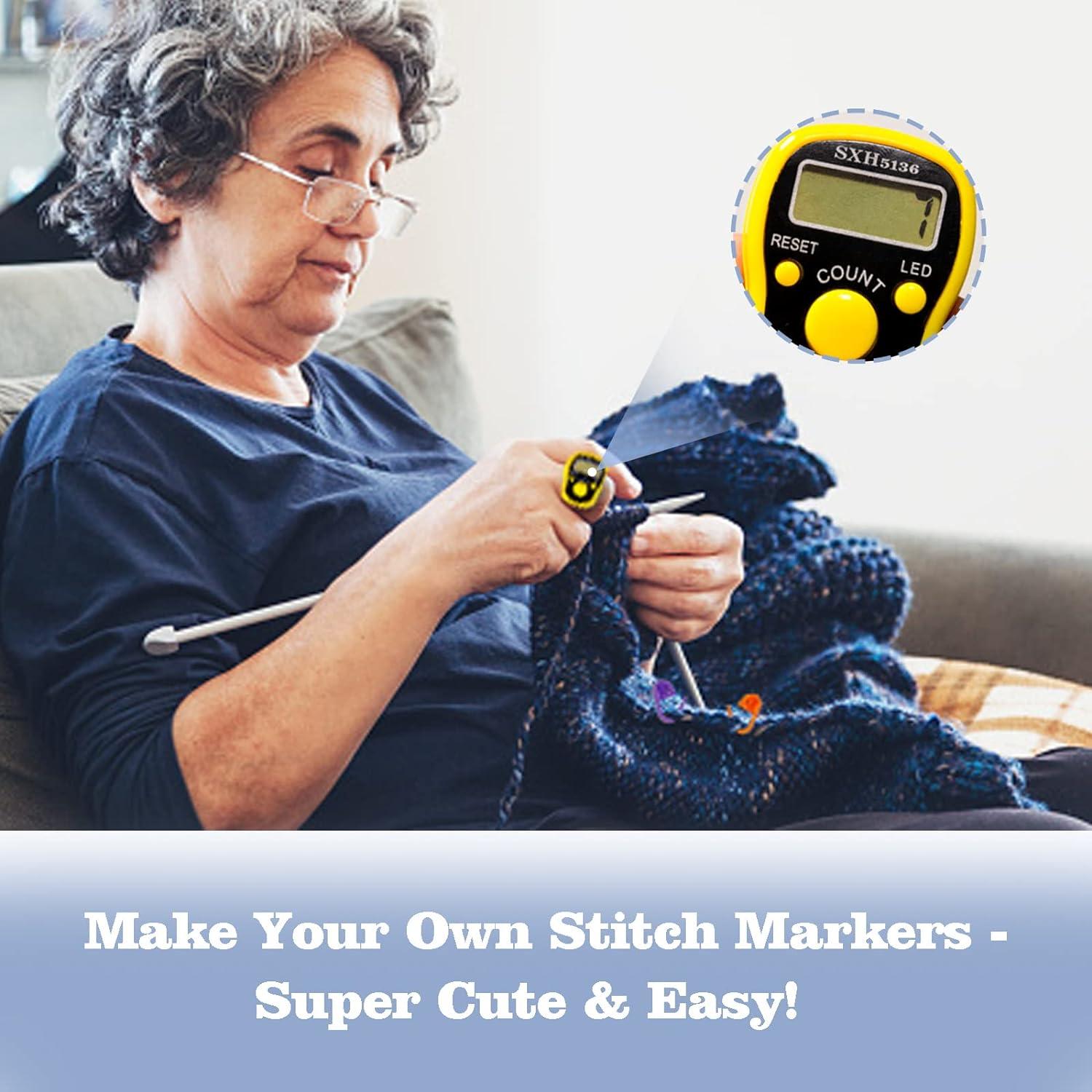 ILouxNei Knit Counter Set - 4 Pcs LCD Electronic Finger Digital Row ...