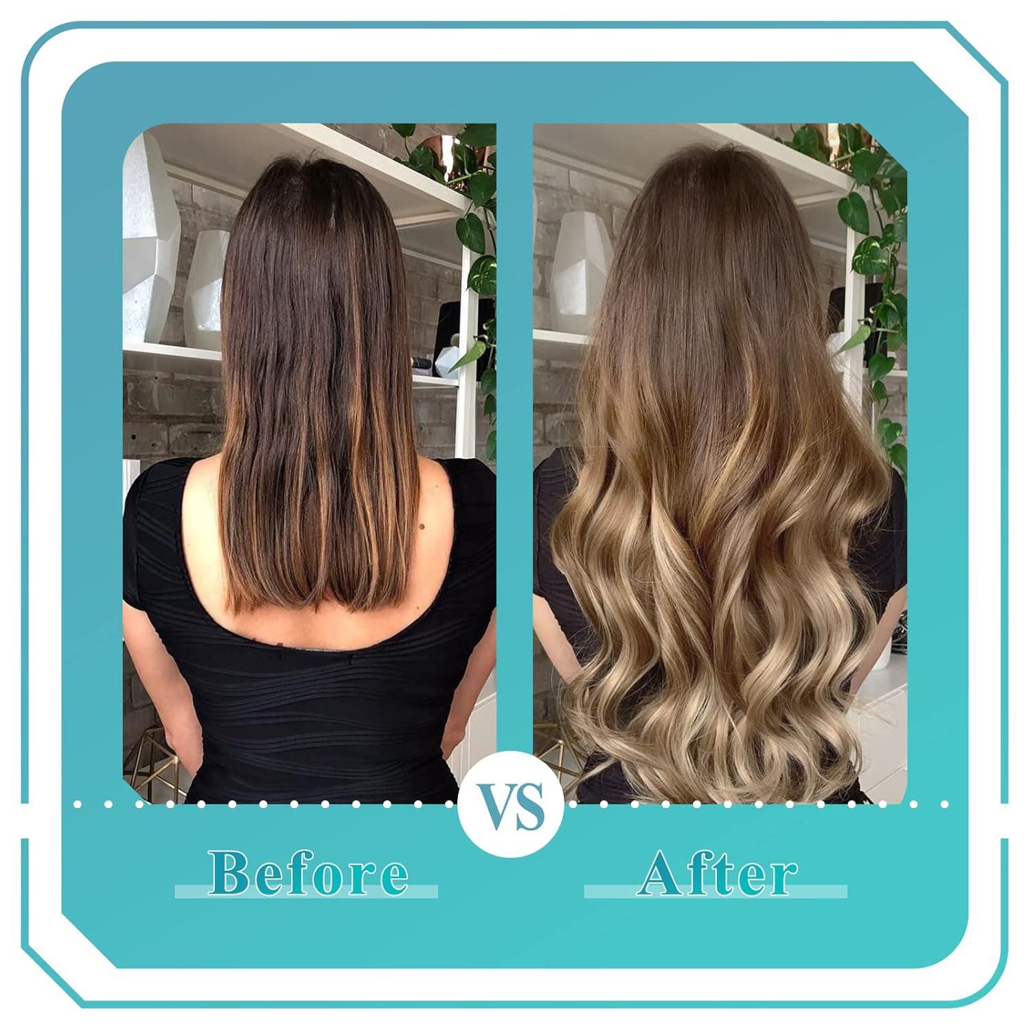 FSHINE Double-Sided Tape Extensions - 45cm Dark Brown to Caramel Blonde ...