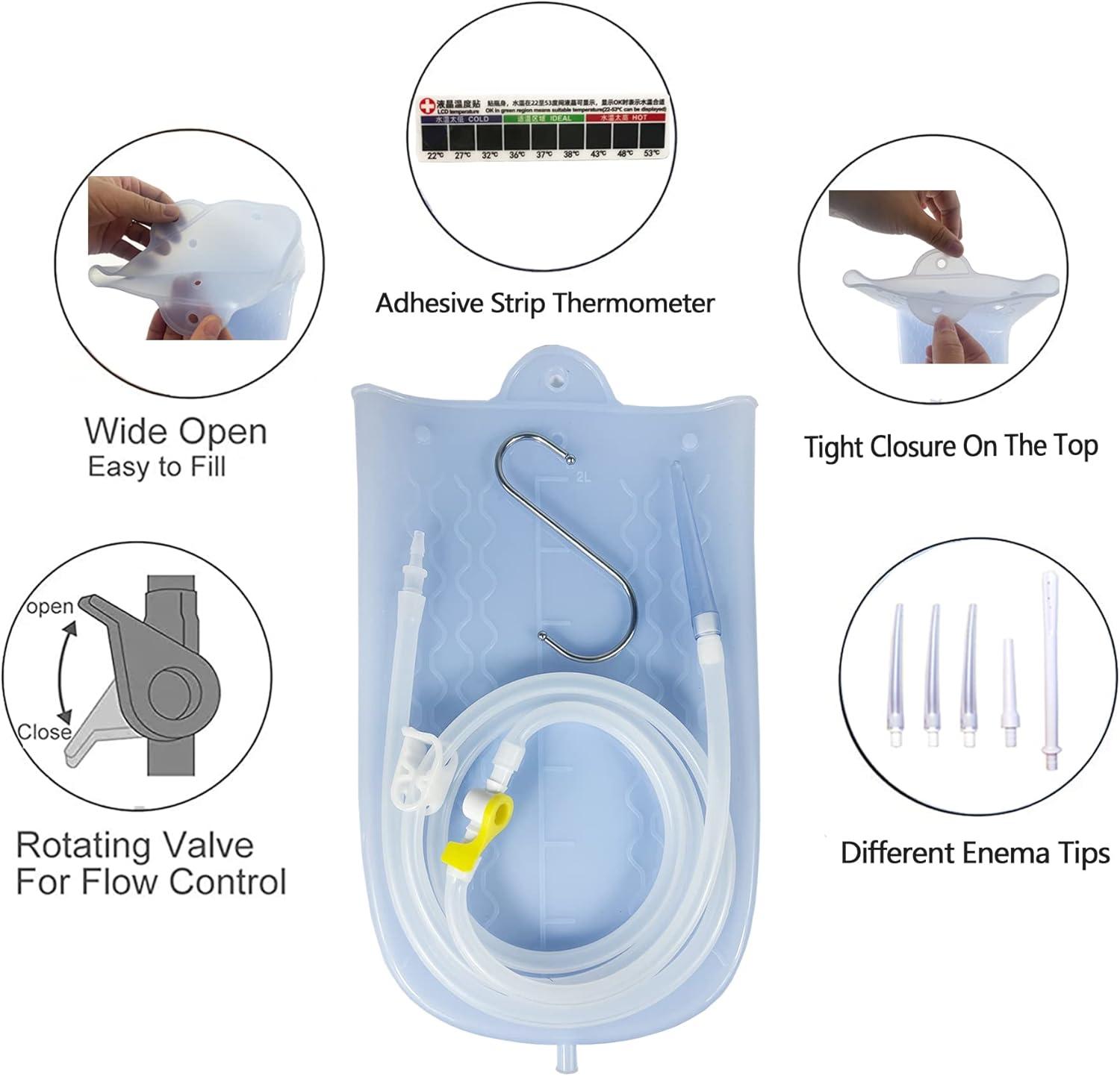 Silicone Enema Bag 2L - Complete Colon Cleanse Kit with Tubing Tips ...