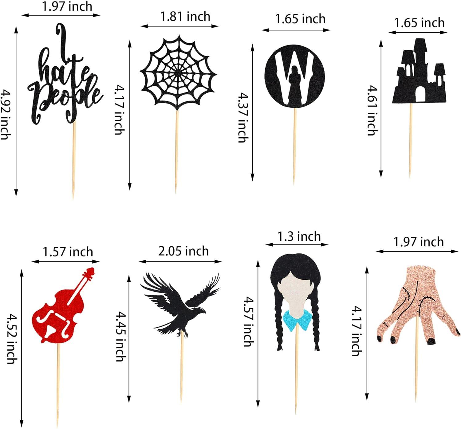 Arthsdite 24Pcs Horror Wednesday Addams Cupcake Toppers Thing Hand ...