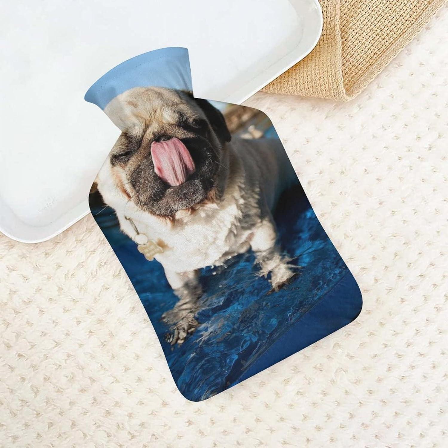 Funny Pug Dog Hot Water Bottle with Plush Cover - Hand Warmer for All ...