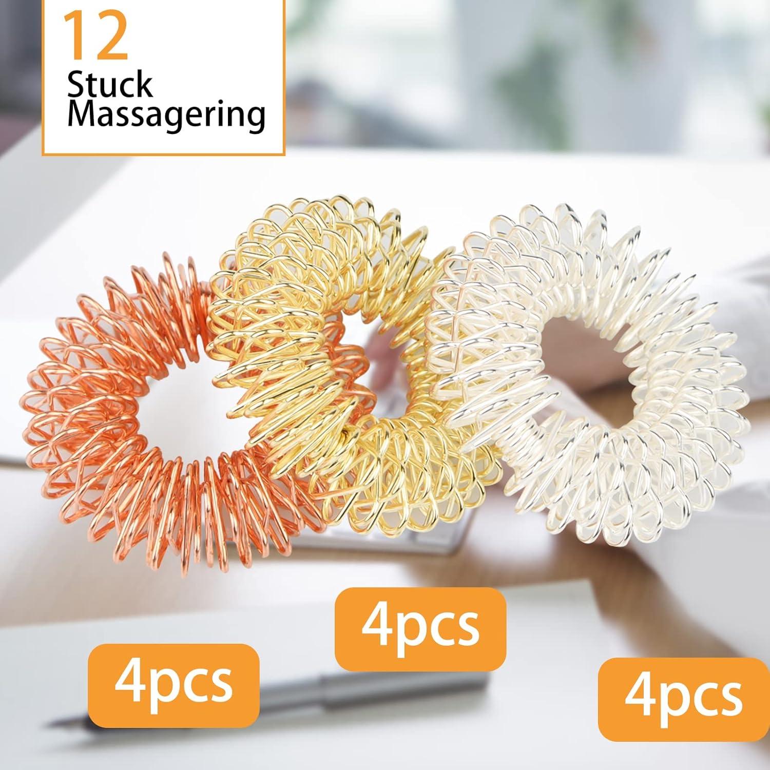 12-Piece Acupressure Ring Set for Stress Relief | Finger Massage Rings ...