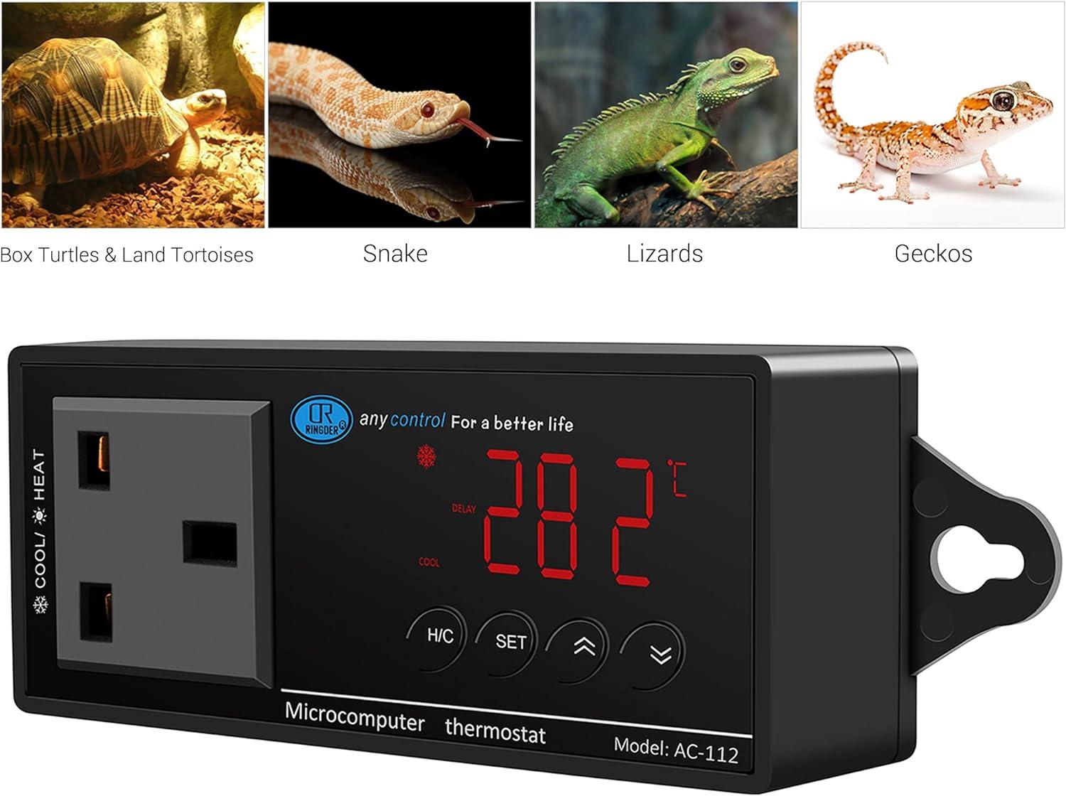 NICREW Digital LED Reptile Thermostat - Heating and Cooling Temperature ...