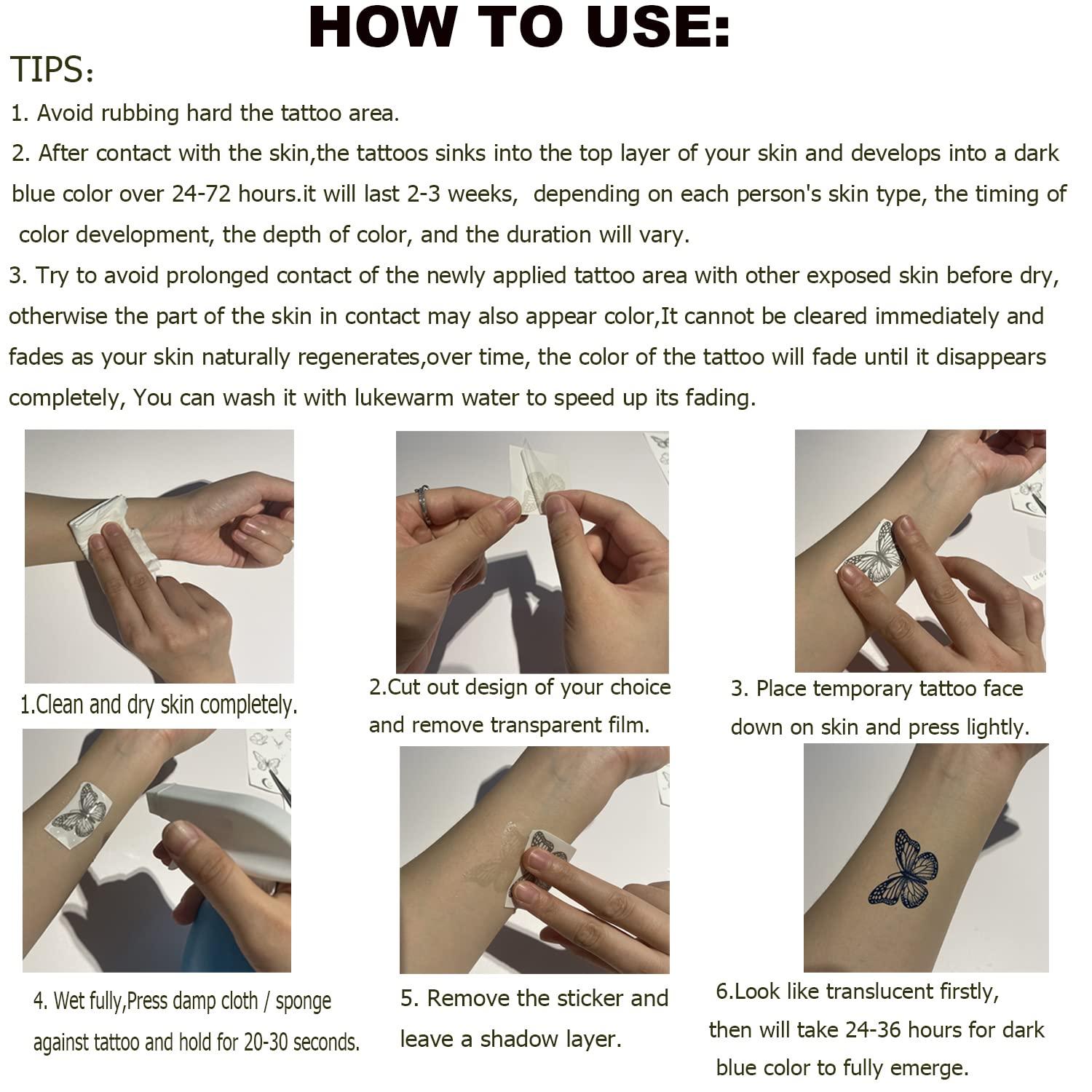 Tazimi Large Semi Permanent Temporary Tattoos for Women - Butterfly ...