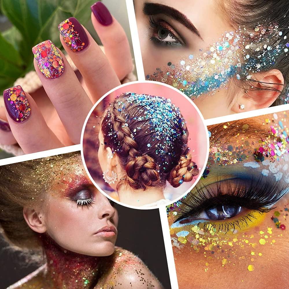Estanoite 36 Colors Chunky and Fine Glitter Mix - Iridescent Cosmetic ...