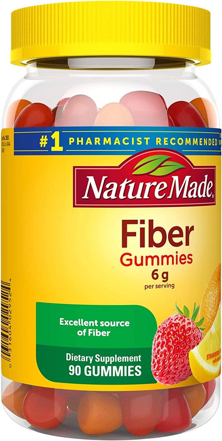 Nature Made Fiber 6g Gummies - 90 Count for Digestive Health Support ...