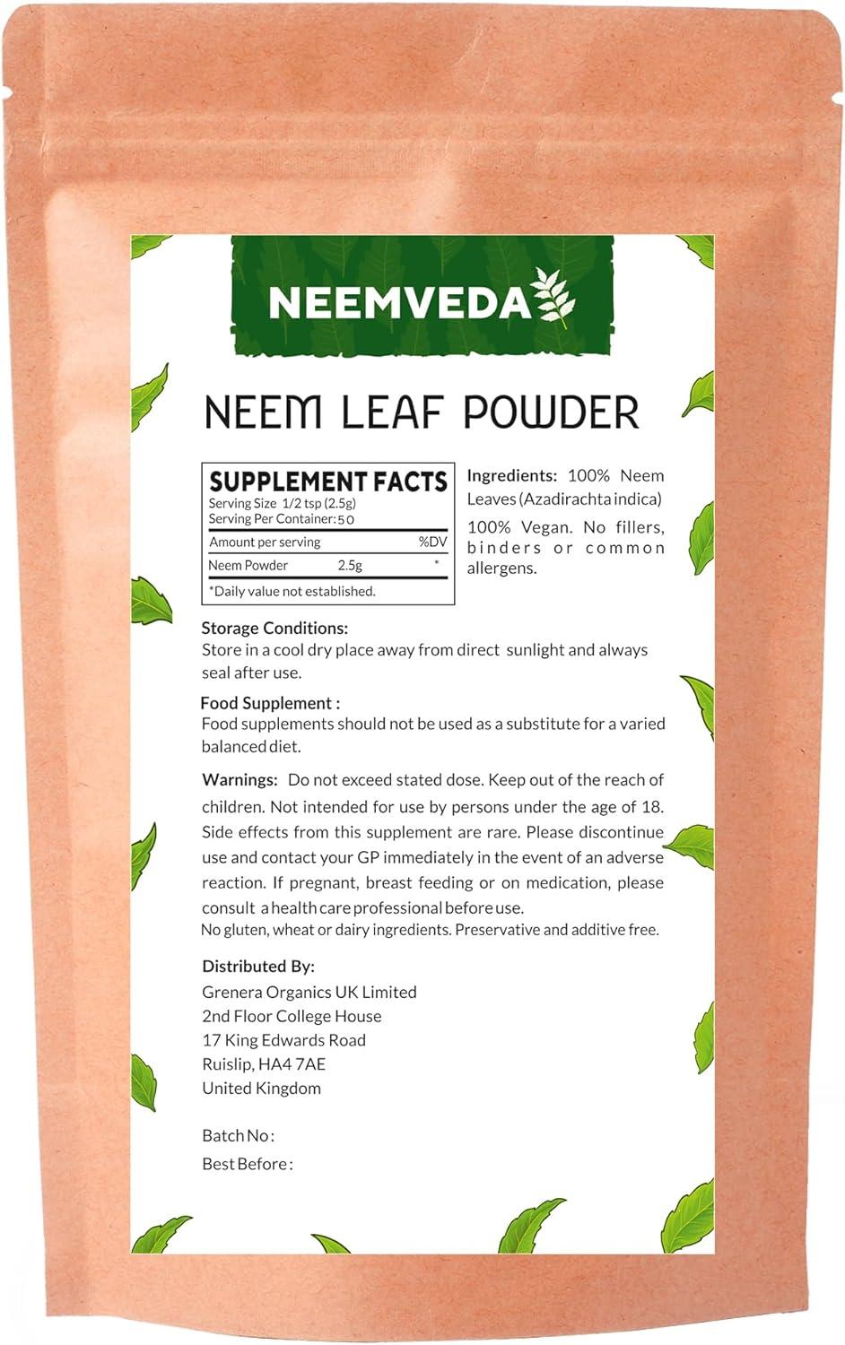 Neemveda Neem Leaf Powder 100g - Premium Quality Azadirachta Indica ...