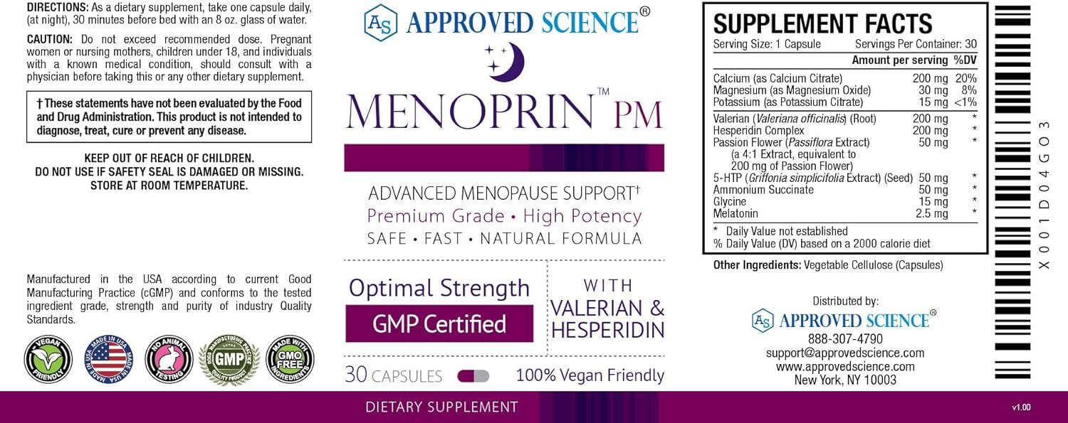 Approved Science Menoprin Menopause Support - Protykin Black Cohosh ...