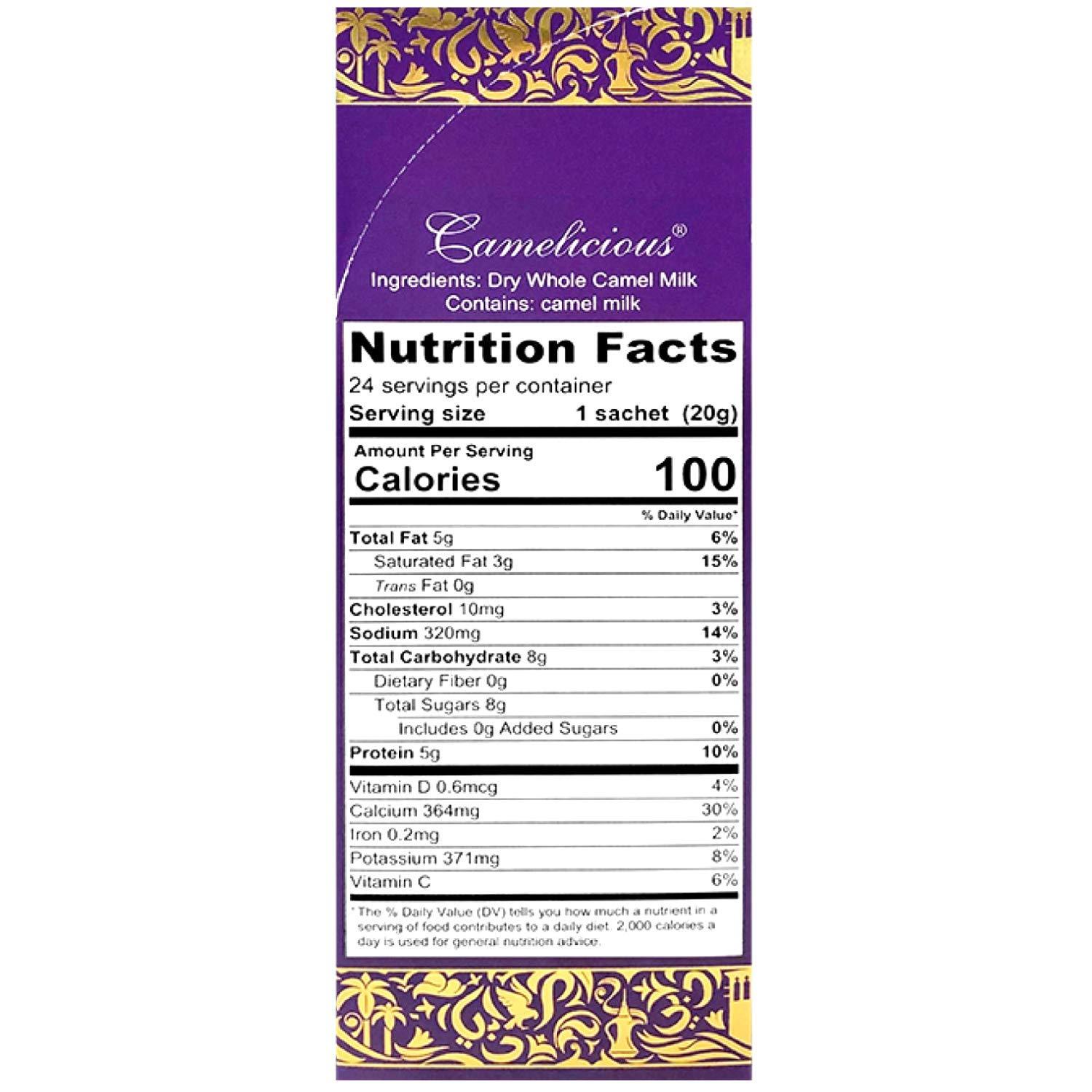 Camelicious 480g Box US Edition Camel Milk Powder - 24 x 20g Packets ...