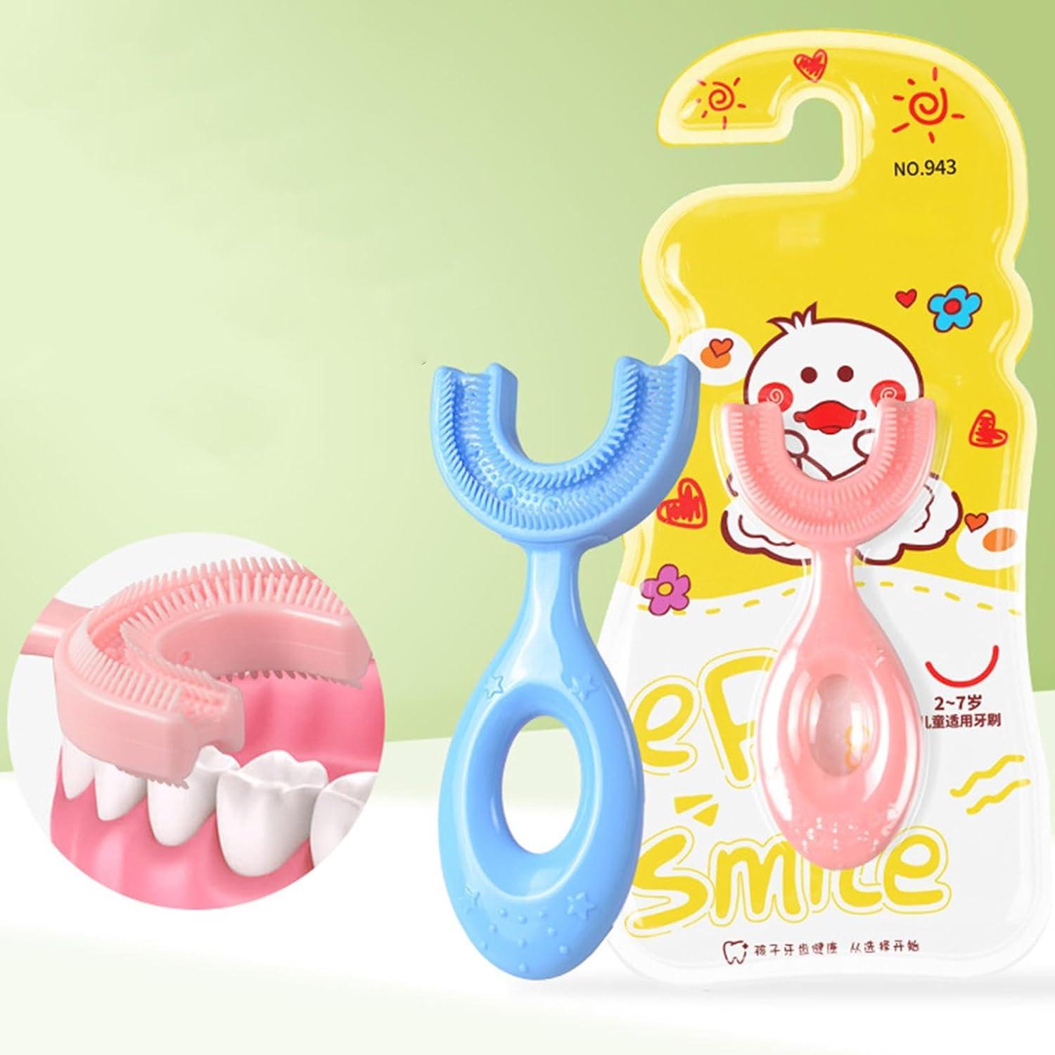 Buy Soft Bristle U-Shaped Toothbrush for Kids | 360-Degree Silicone Toothbrush for Ages 6-12 ...