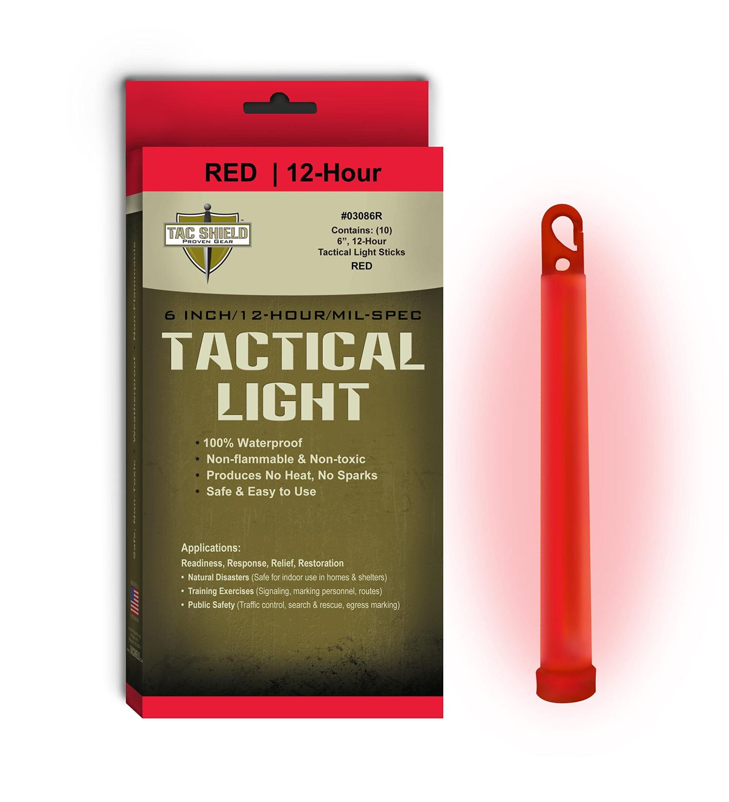 Tac Shield 12-Hour Red Light Stick (10-Pack) - Tactical Illumination ...