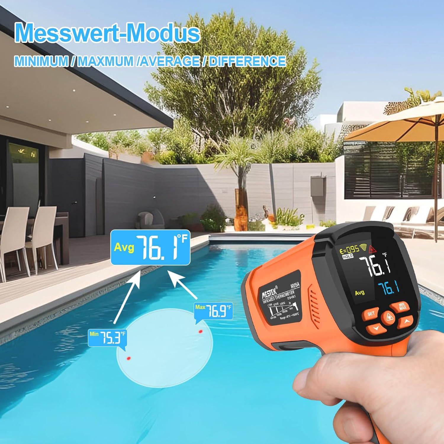 Infrared Thermometer Mestek -40 C to 1600 C | Digital Laser Temp Gun ...