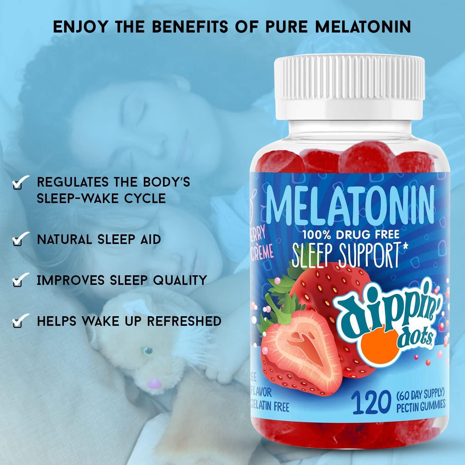 Dippin' Dots Melatonin Sleep Support Gummies - Strawberry Sunset Creme ...