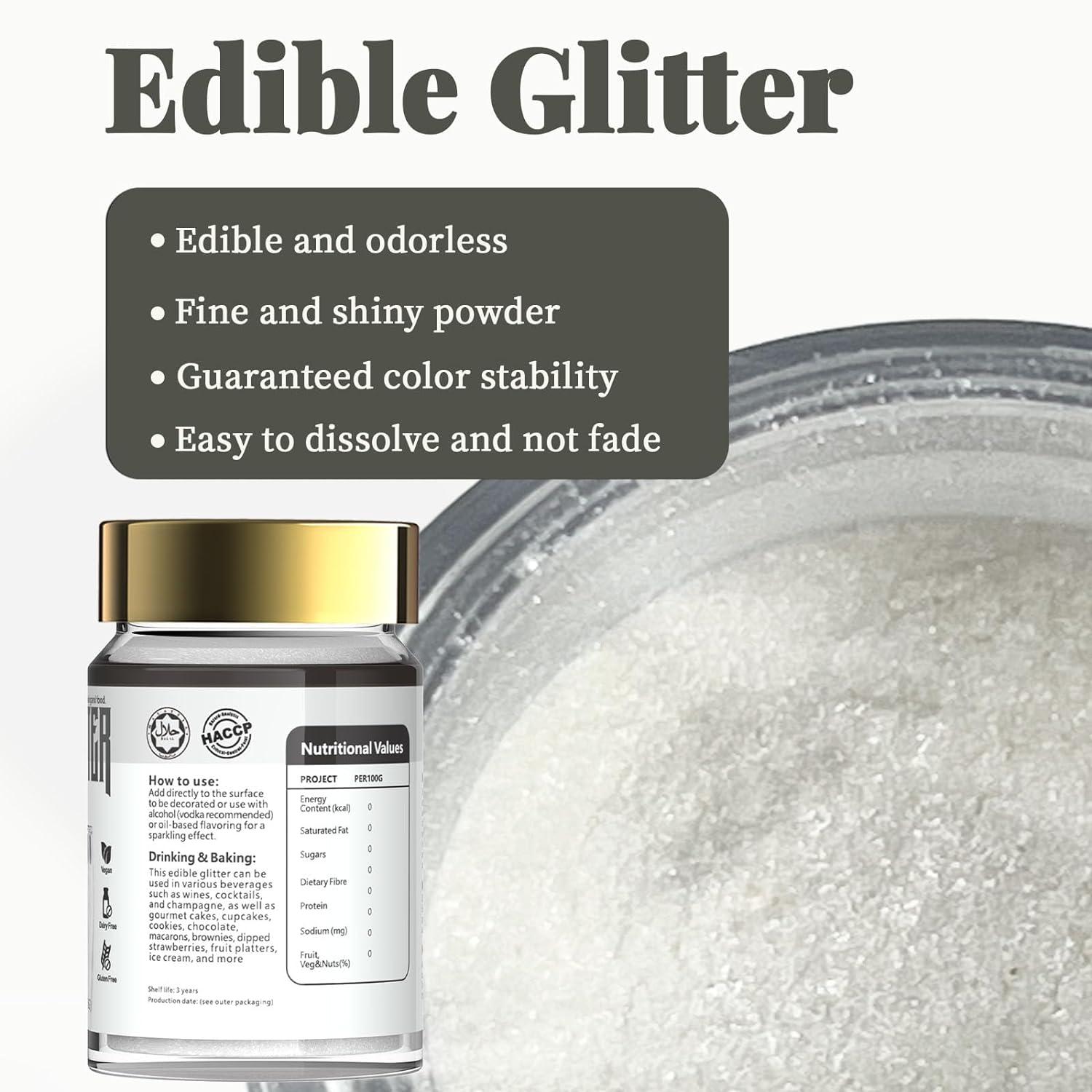 Annexual White Glitter Powder for Drinks - FDA-Certified Vegan Edible ...