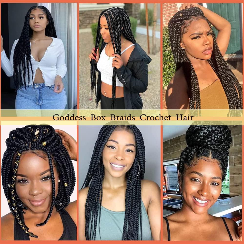6 Packs 144 Strands 14 Inch Goddess Box Braids Crochet Hair - Pre ...