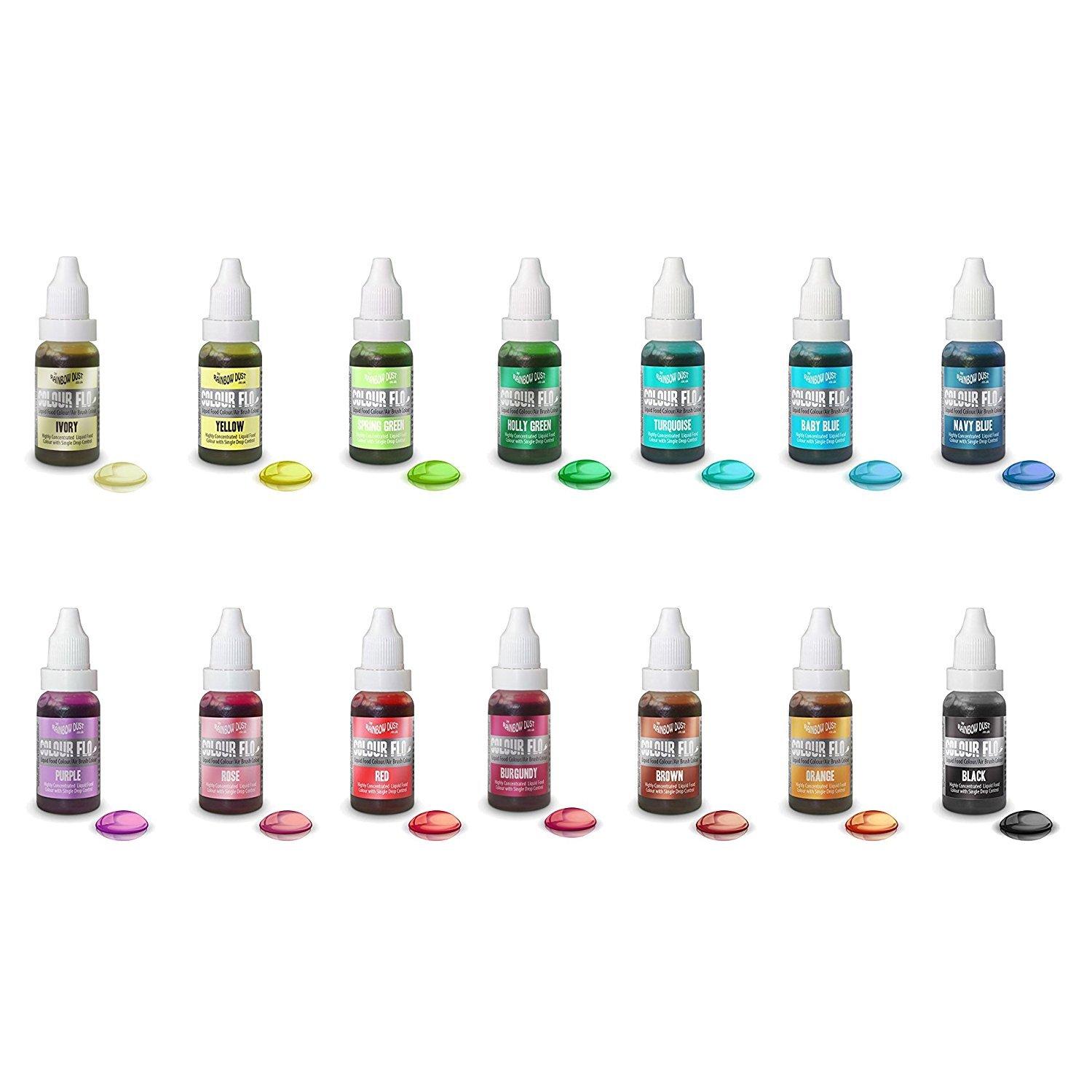 Rainbow Dust Colour Flo Concentrated Liquid Food Air Brush Colouring ...