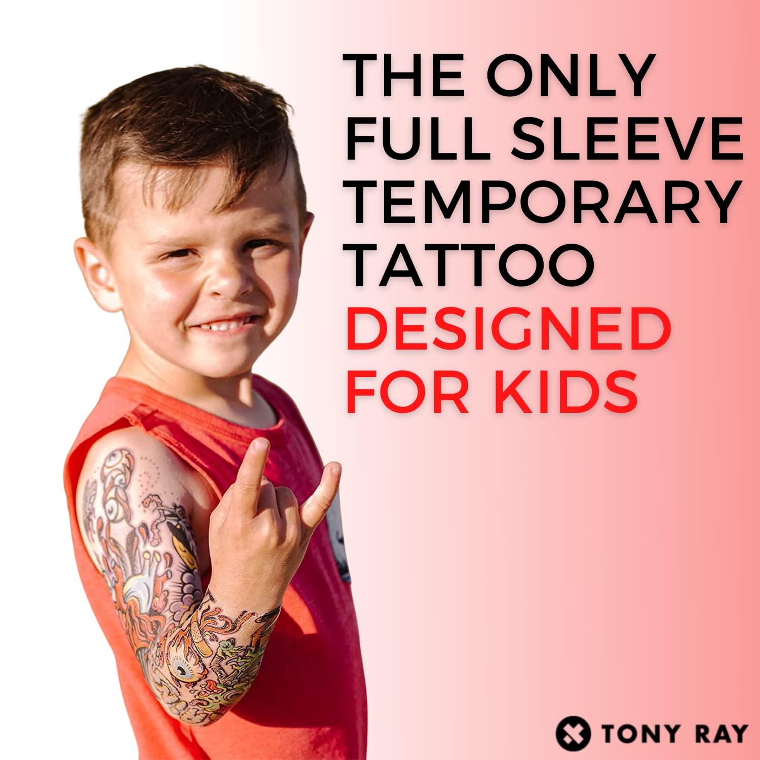 TONY RAY Temporary Tattoo Sleeve for Kids 5-7Y - Premium Waterproof ...