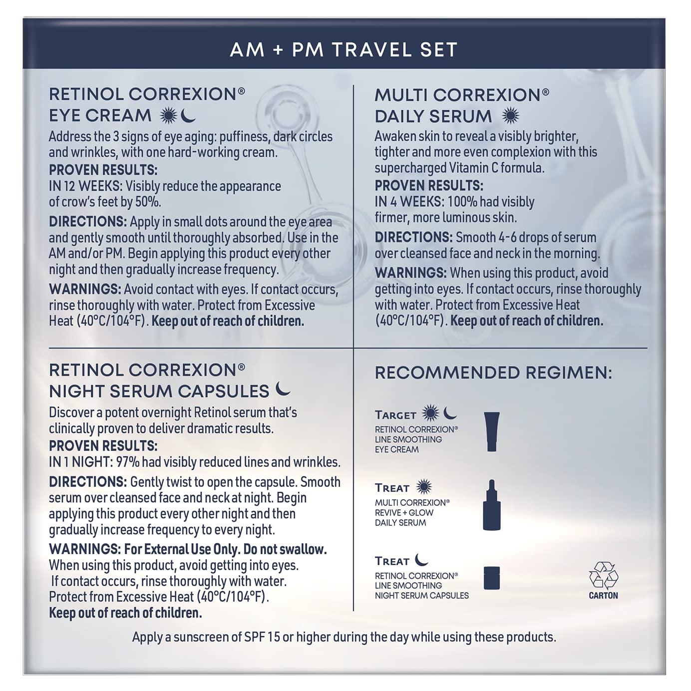 RoC AM + PM Travel Gift Set: Retinol Eye Cream, Capsules, Vitamin C ...