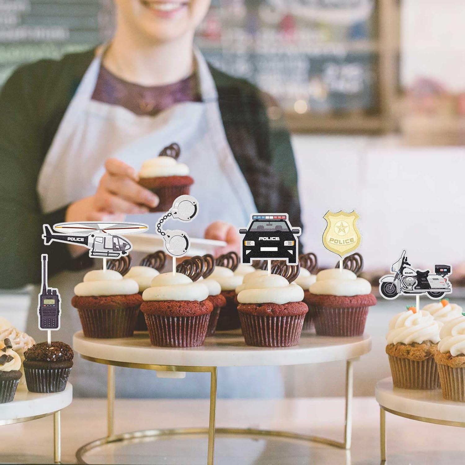 MEFENG Police Cupcake Topper Policeman Cupcake Topper Police Theme ...