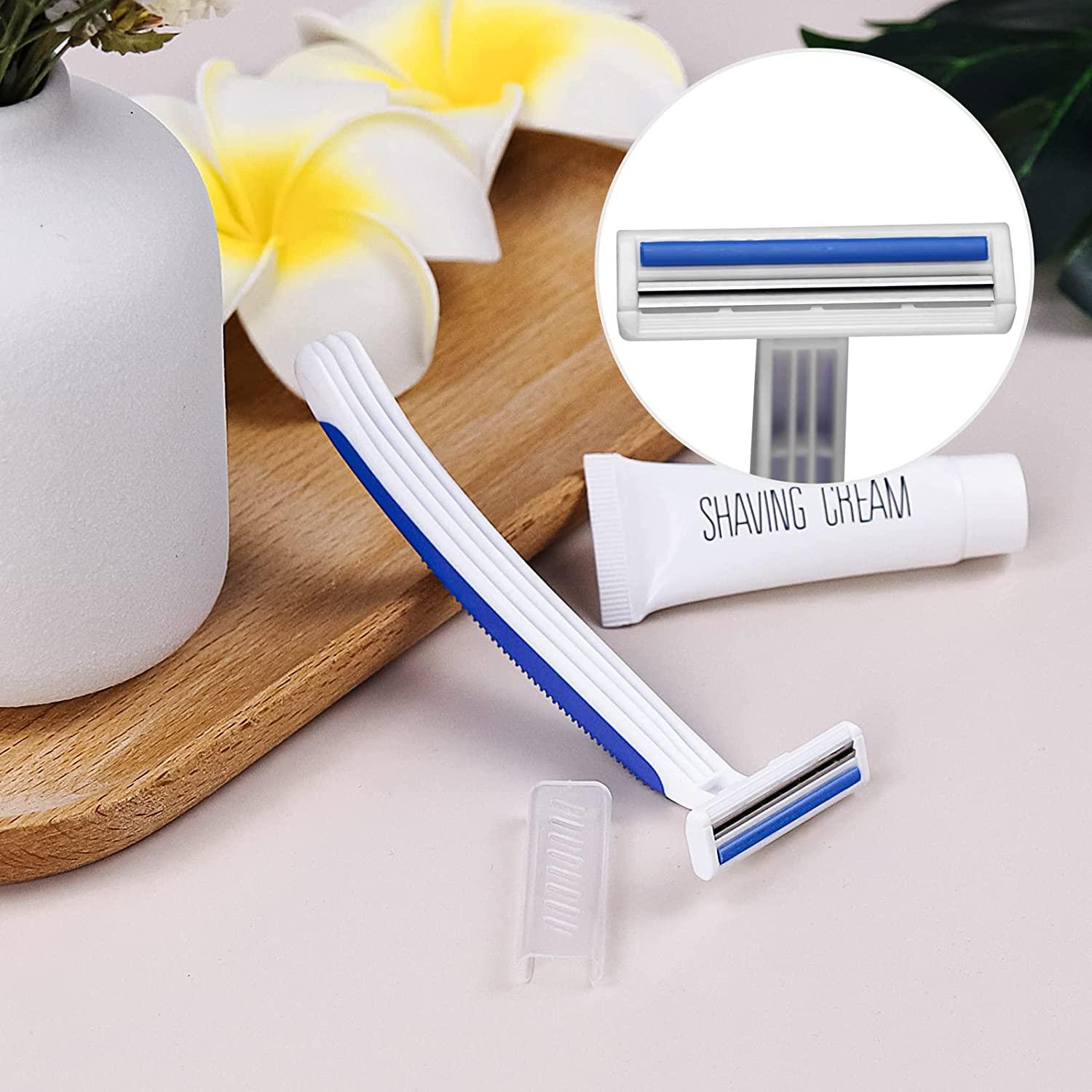 Bulk Disposable Twin Blade Razors with Clear Safety Cap and Shaving ...