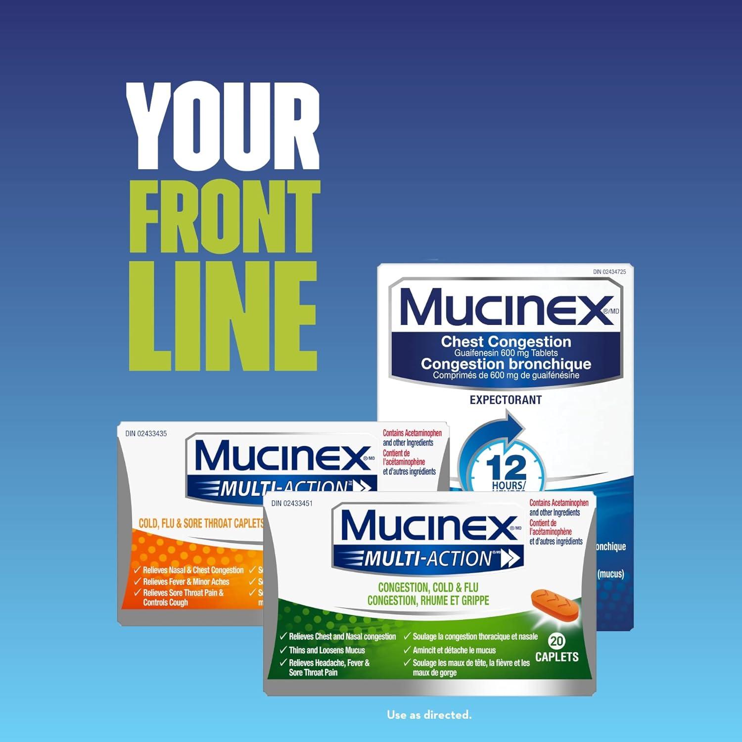 Mucinex Chest Congestion Guaifenesin 600 mg Tablets Expectorant (Cough ...