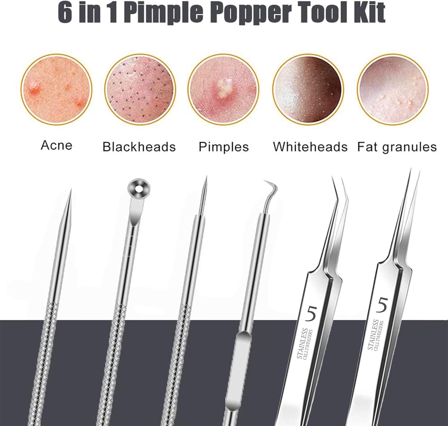 Blackhead Remover Tool 6 Piece Stainless Steel Black Head Revomer with ...