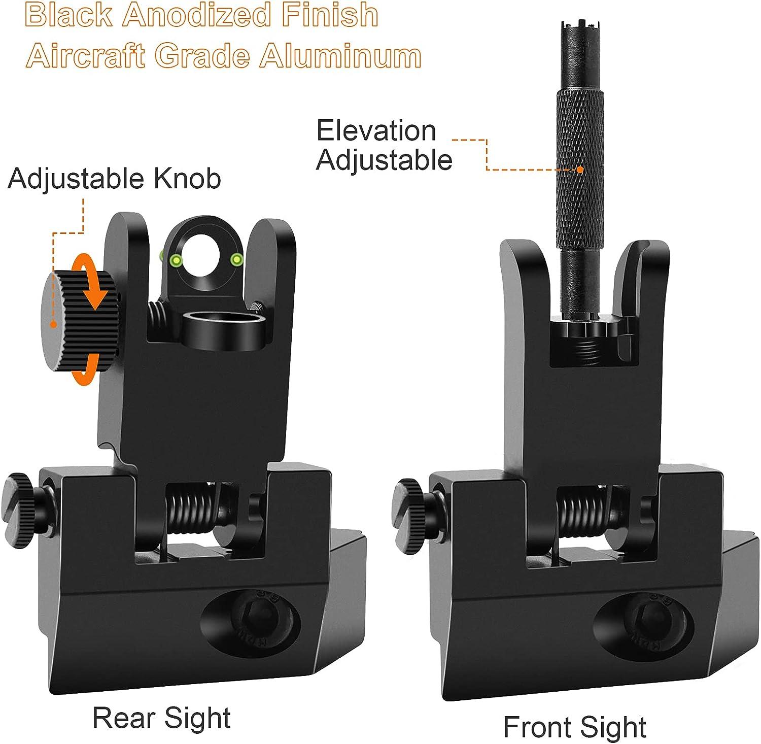 MAGORUI Fiber Optics Iron Sights Low Profile 45 Degree Front and Rear ...