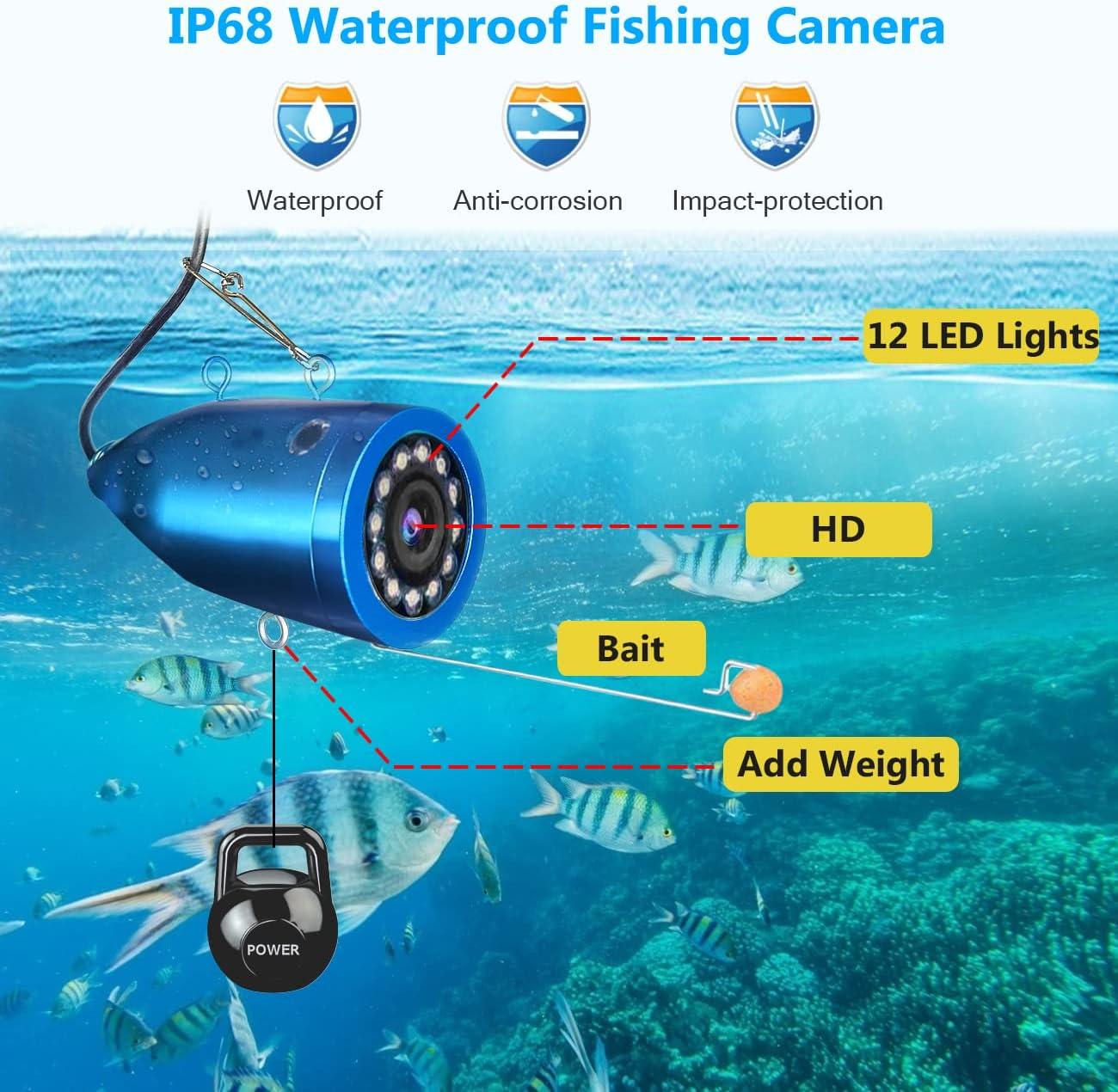 Underwater Fishing Camera with 7'' HD Monitor and 12 Lights - Anysun ...