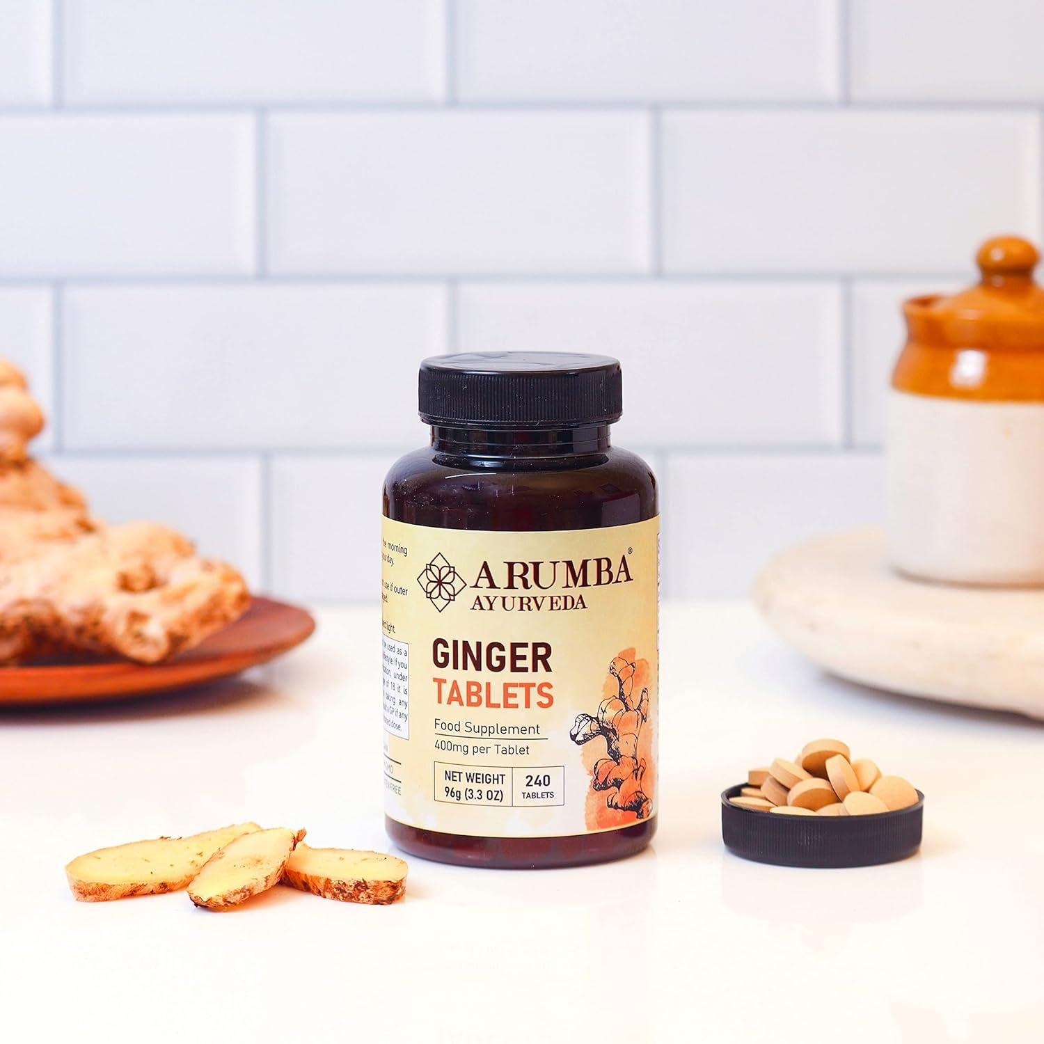 Arumba Ayurveda Ginger Tablets - 240 Tablets, 400mg | Pure Ginger Root ...