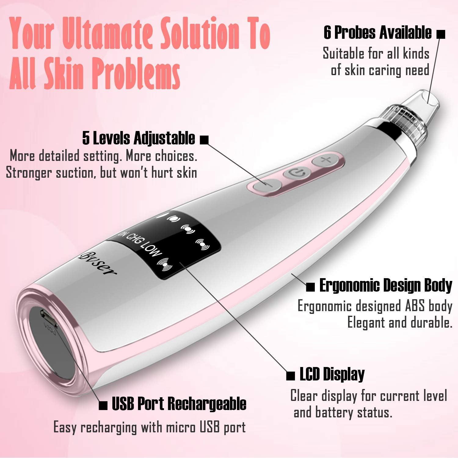 Blackhead Remover Vacuum Kit | Electric Pore Cleaner Tool with 6 Probes ...