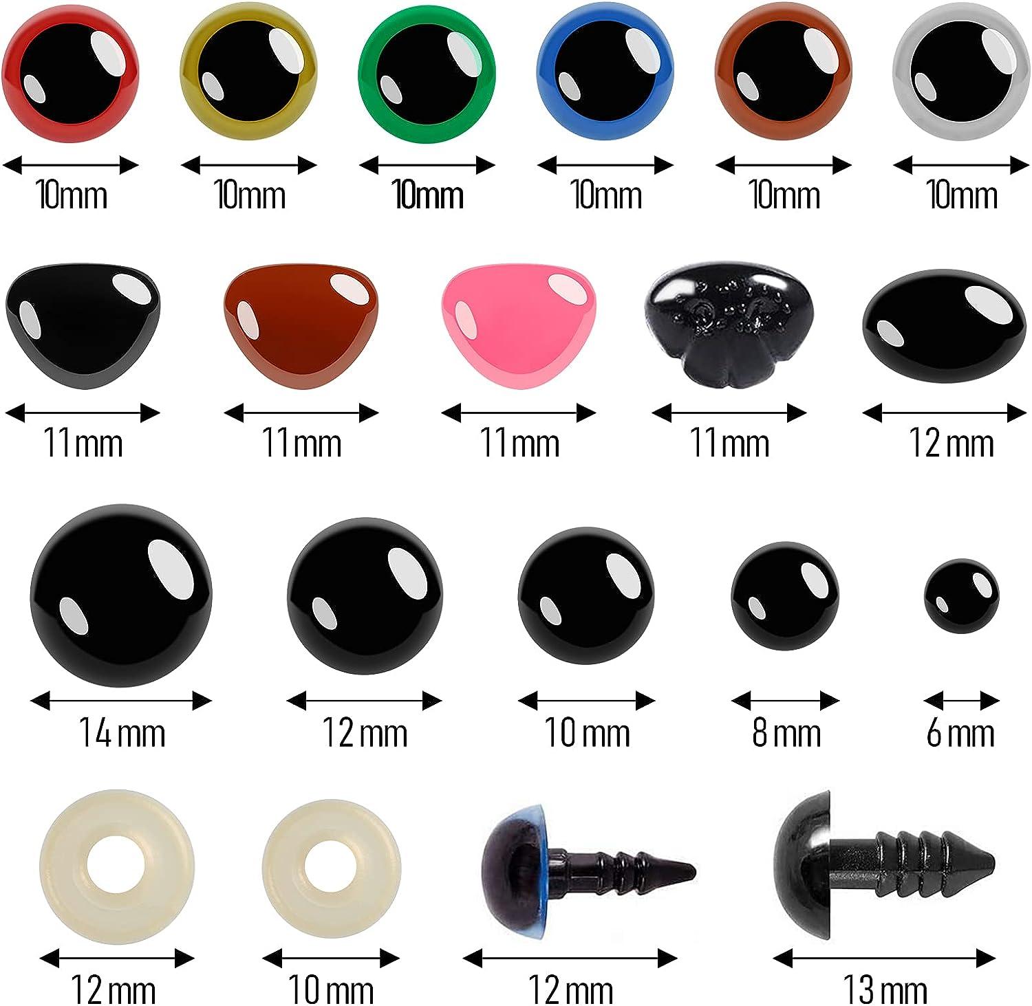 600pcs Colored Safety Eyes & Noses for Amigurumi | Plastic, 6mm-14mm ...