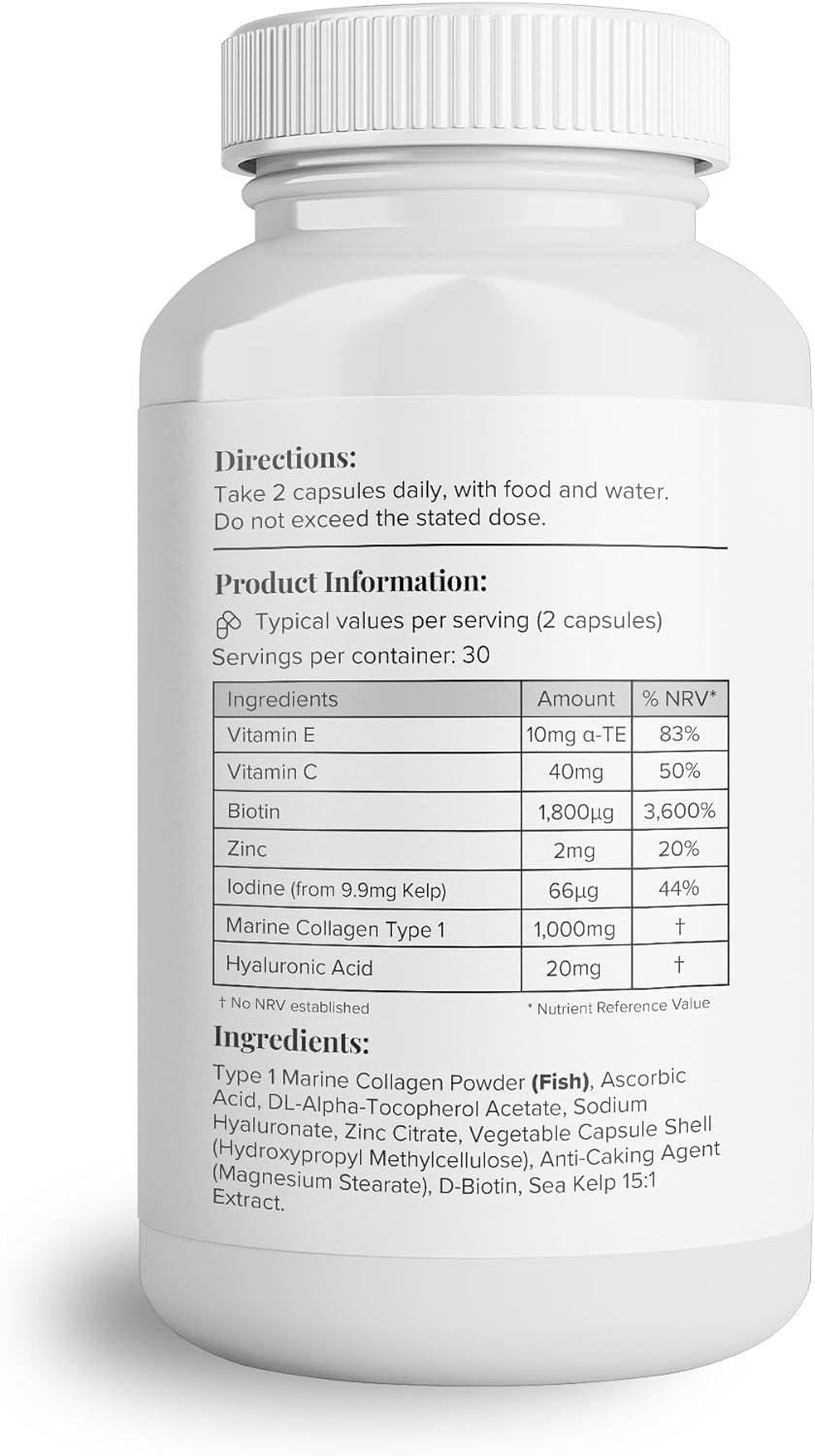 Hey Nutrition Collagen Complex with Hyaluronic Acid, Sea Kelp, Vitamin ...