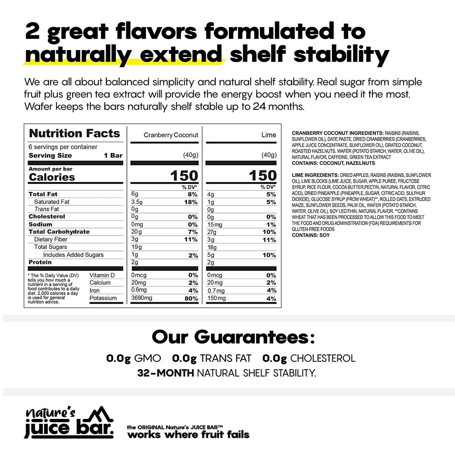 Natures Juice Bar Emergency Food Bars - 6 Count, Gluten-Free Meal Replacement for Survival ...