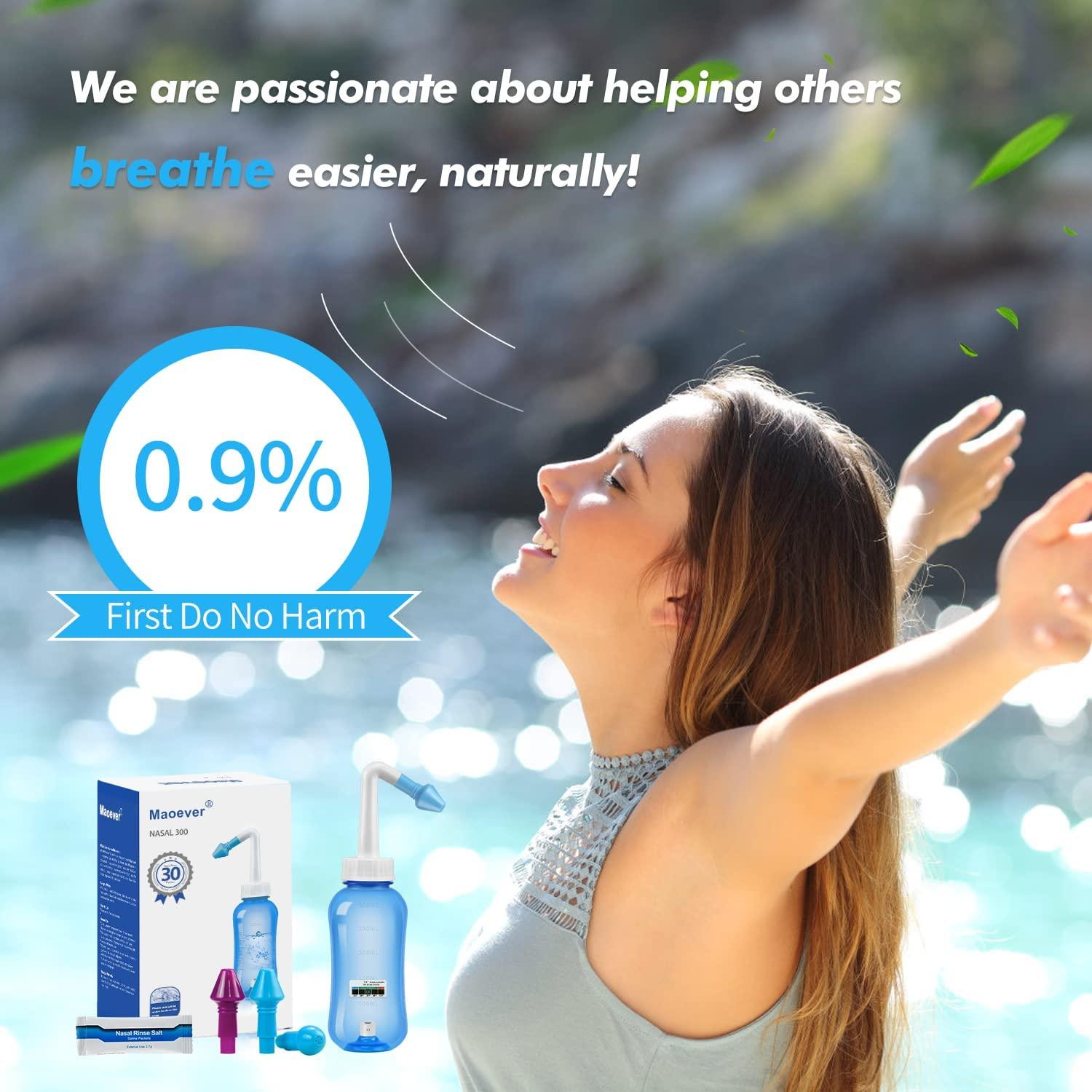 Neti Pot Sinus Rinse Bottle 300 ML for Adult & Kid, BPA Free with 30 ...