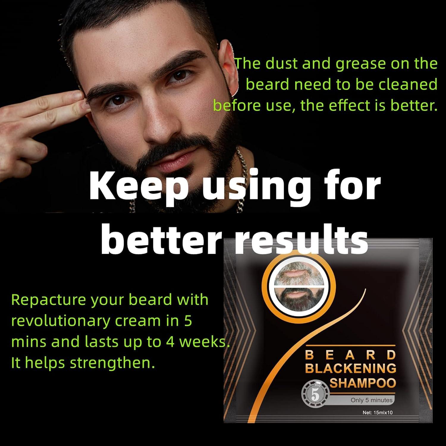 Black Beard Hair Shampoo Dye - 20 Pcs Natural Blackening Dye for Men ...
