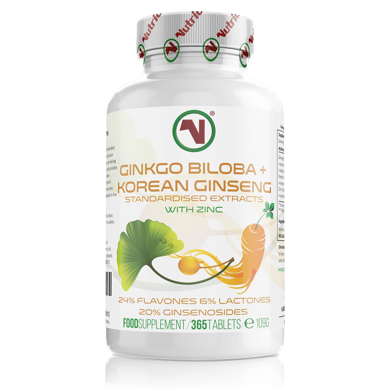 Nutriodol Ginkgo Biloba Extract Tablets | 180 Easy to Swallow | 24% ...